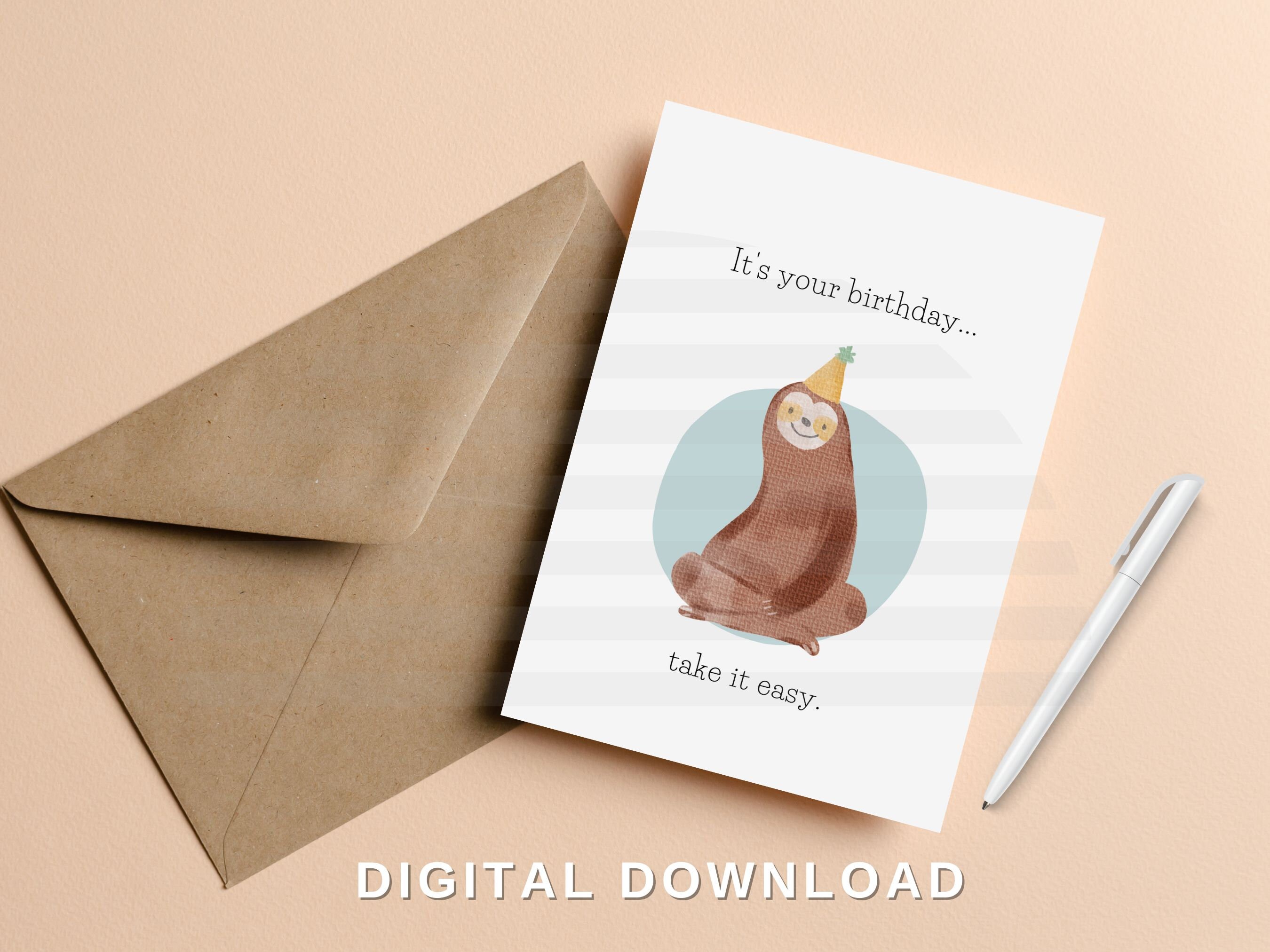 Funny Birthday Card, Printable, Funny Sloth Birthday Card, for Coworker ...