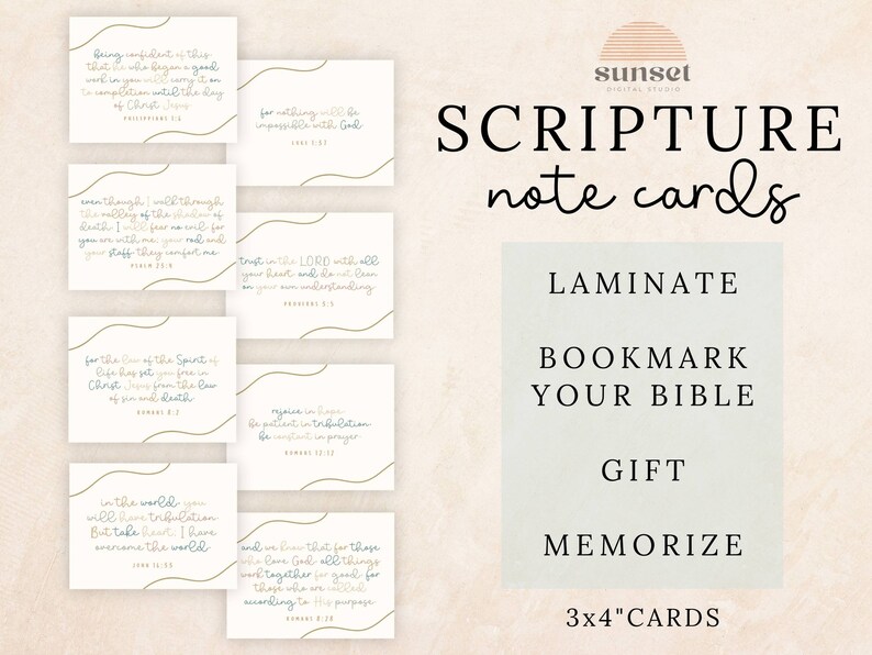 24 Printable Bible Verse Cards, Encouraging Scripture Memorization ...