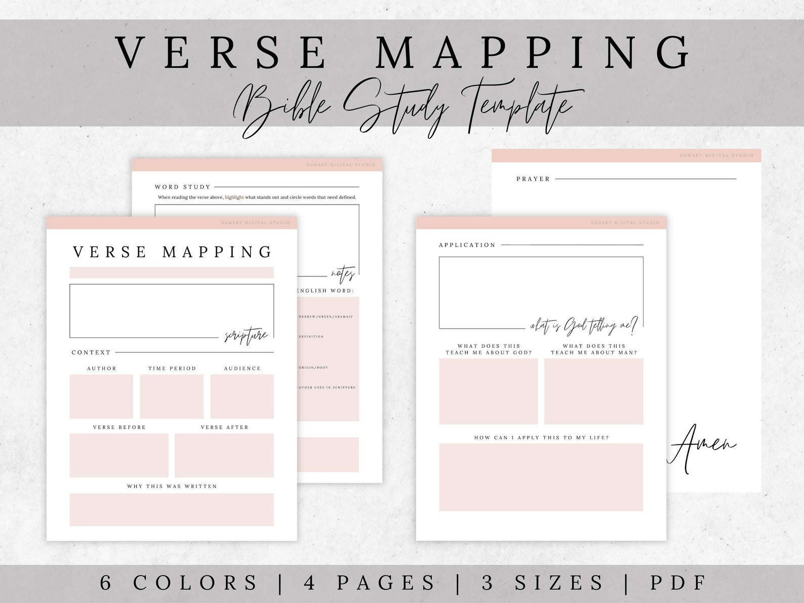 Bible Verse Mapping Printable Template, Bible Study Guide, Printable ...