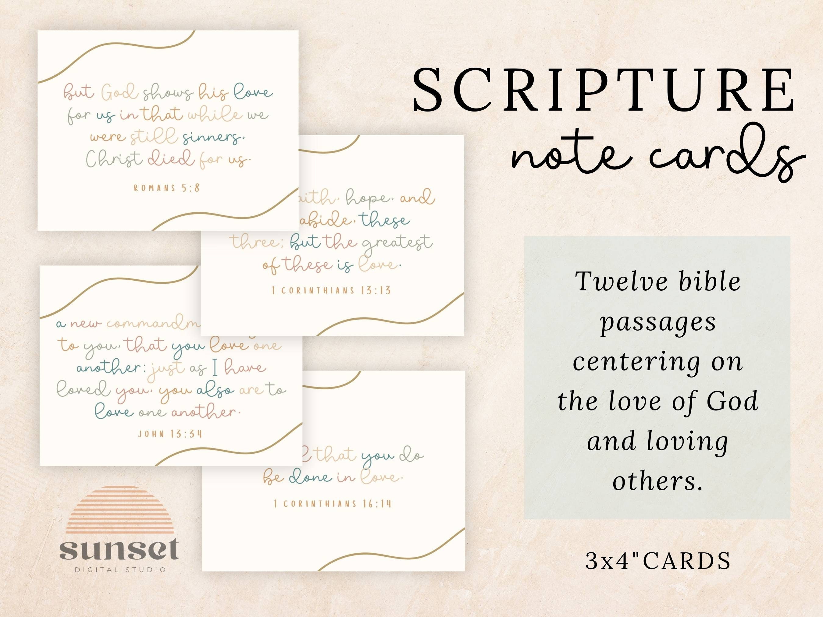 12 Printable Bible Verse Cards on Love, Encouraging Scripture ...