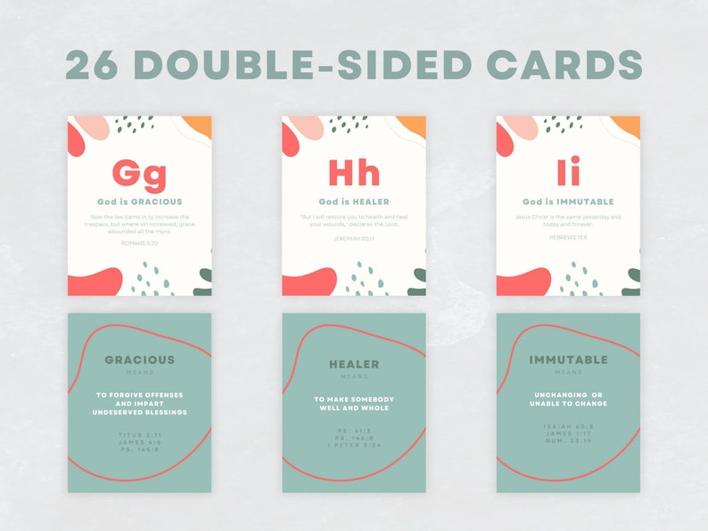 ABC Attributes of God Flashcards, Printable Character of God Cards, A-Z ...