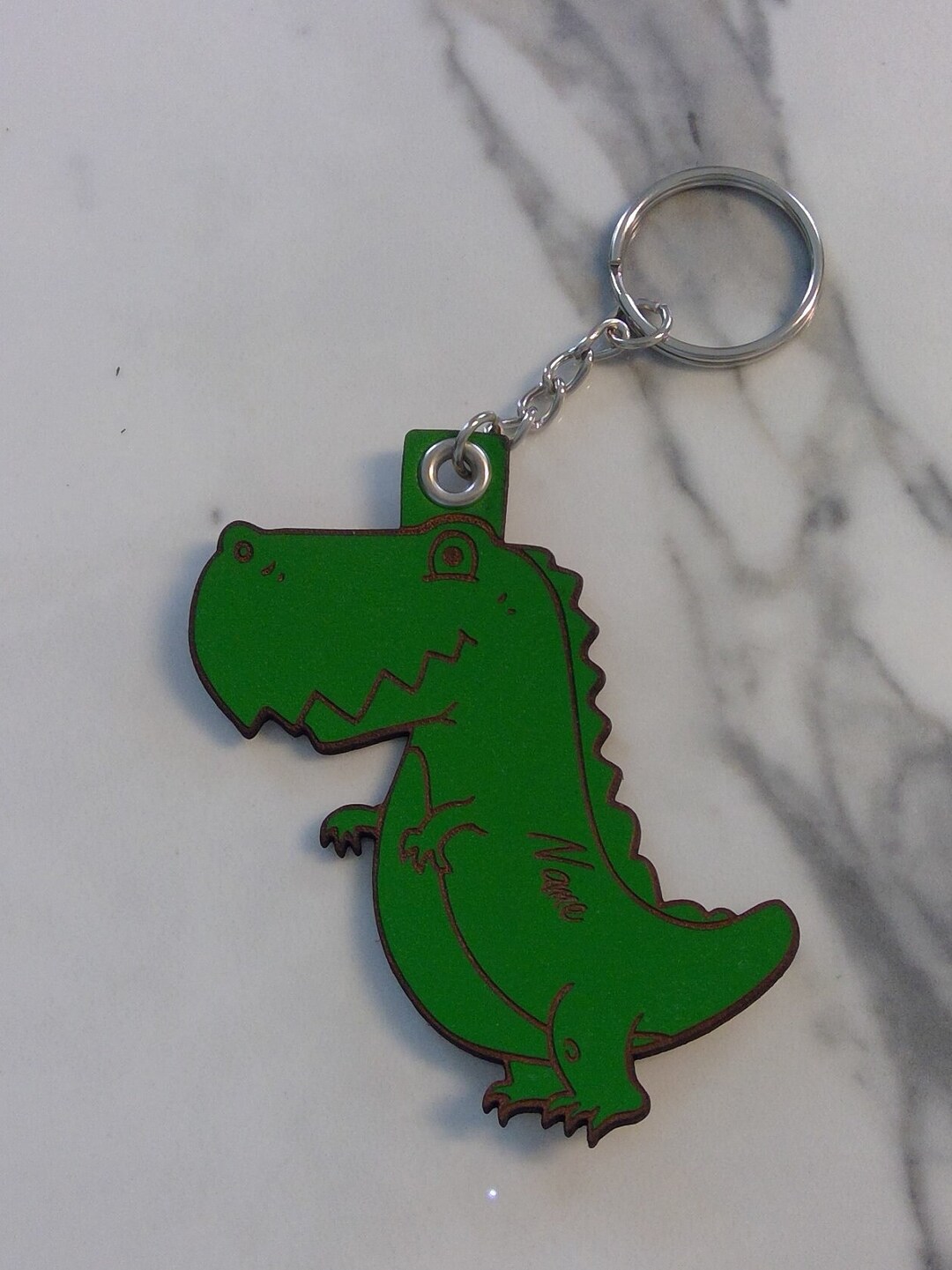 Personalised Engraved Leather Dinosaur Keyring - Etsy
