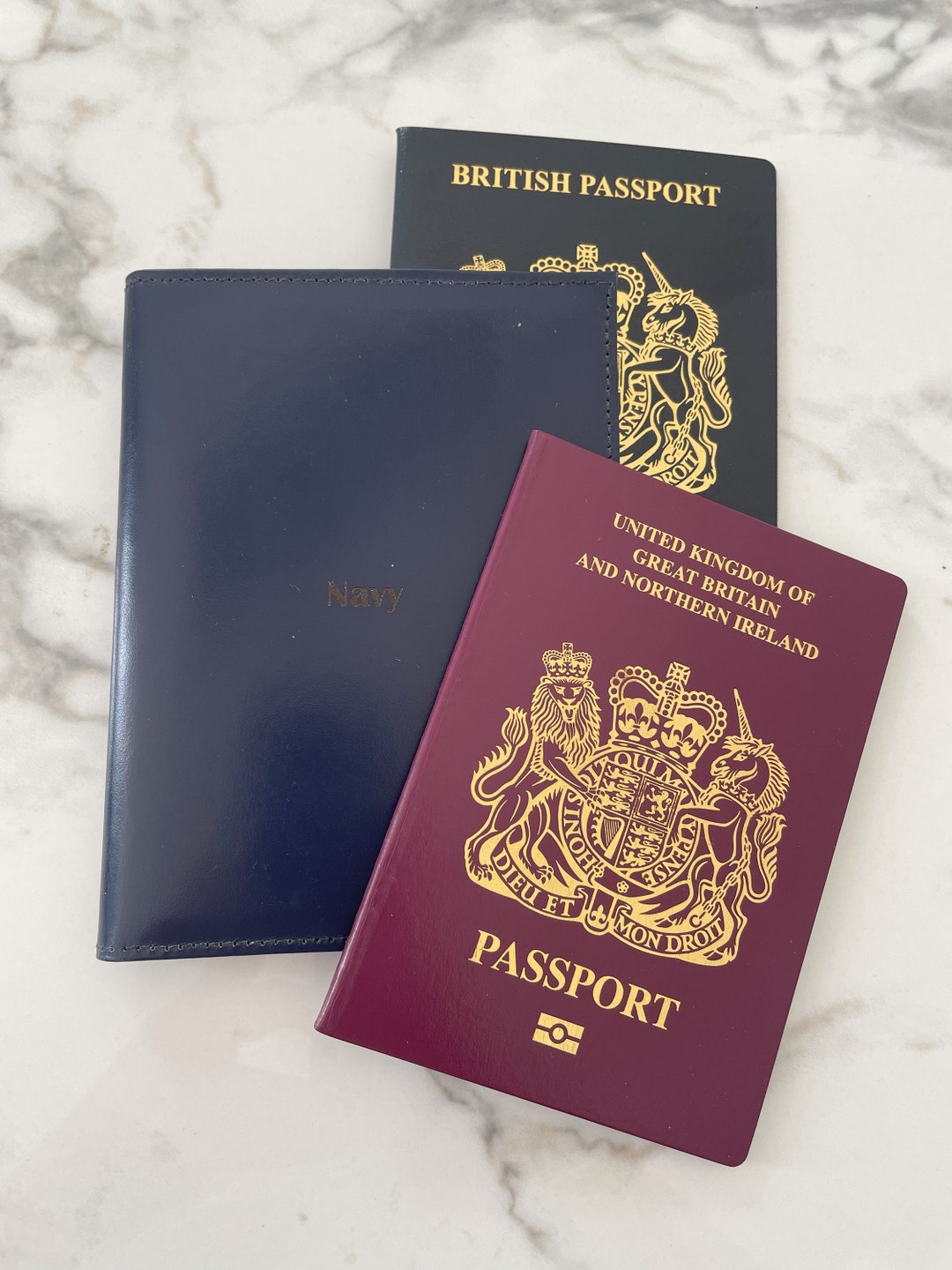 Personalised Engraved Genuine Leather Dual Double UK Passport Cover ...