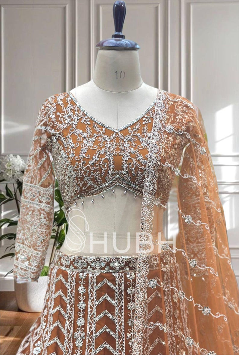 Rust Orange Embroidered Bridal Lehenga | Indian Wedding Outfit - Etsy UK