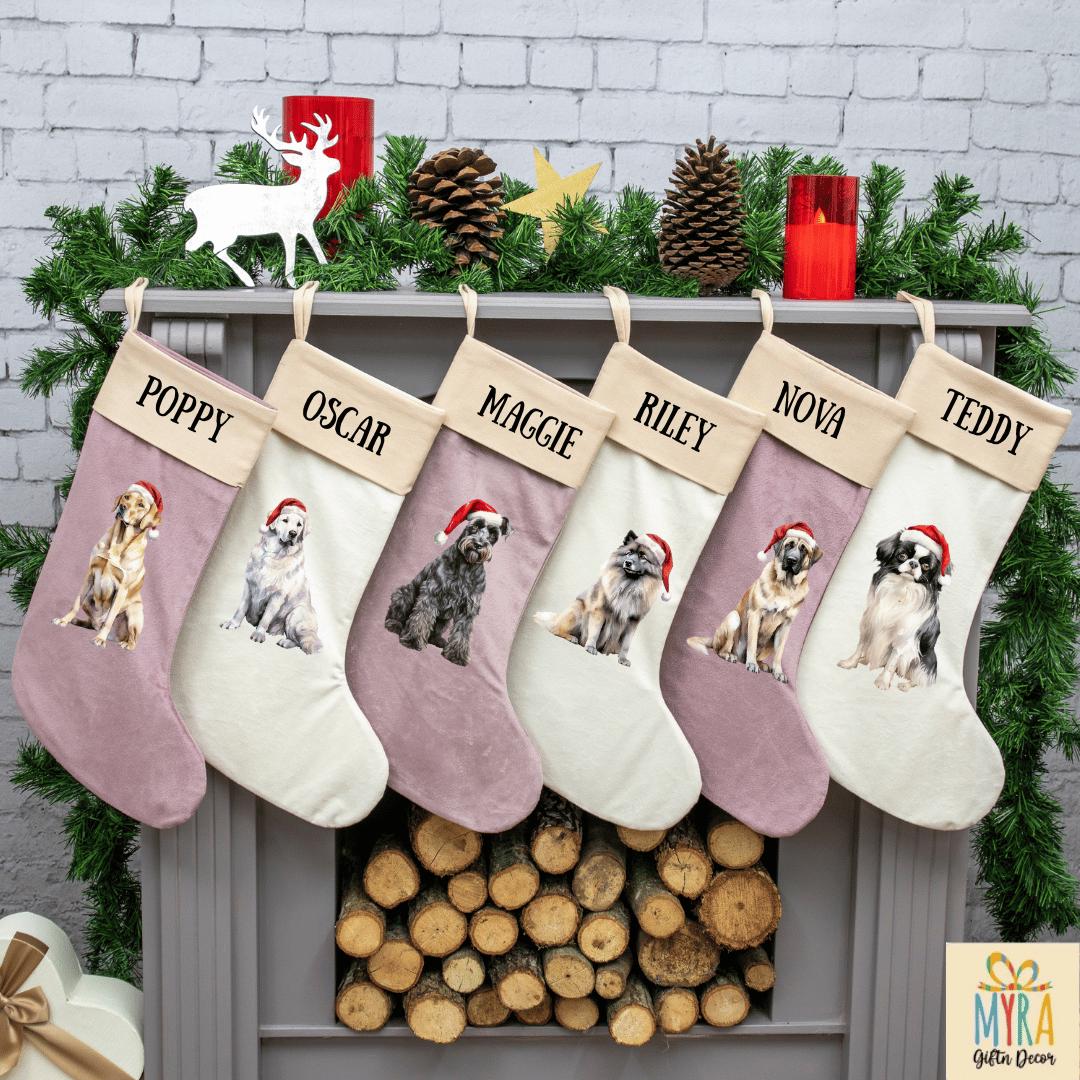 Personalized Dog Christmas Stocking, Custom Pet Name Holiday Decor ...