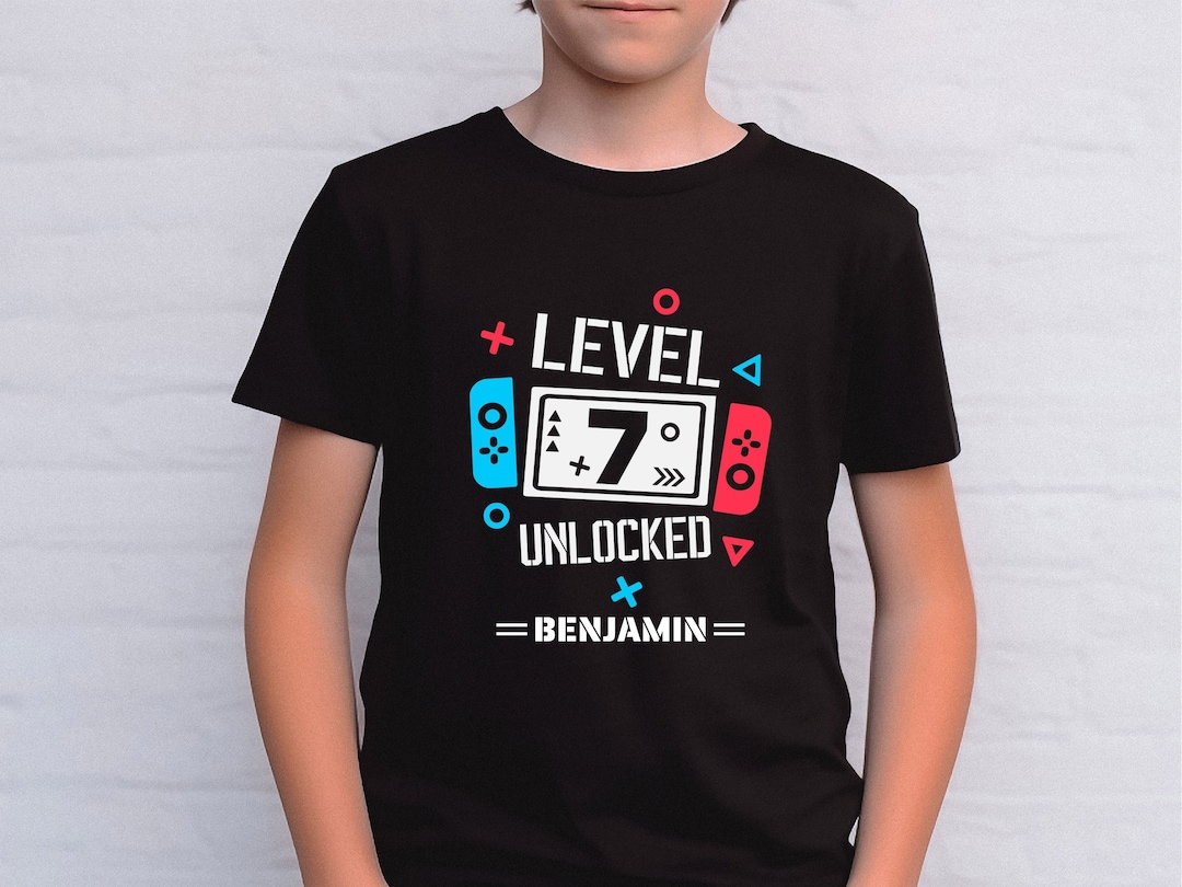 Custom Birthday Shirt,level 7 Unlocked Shirt,boy Gamer T-shirt,kids ...
