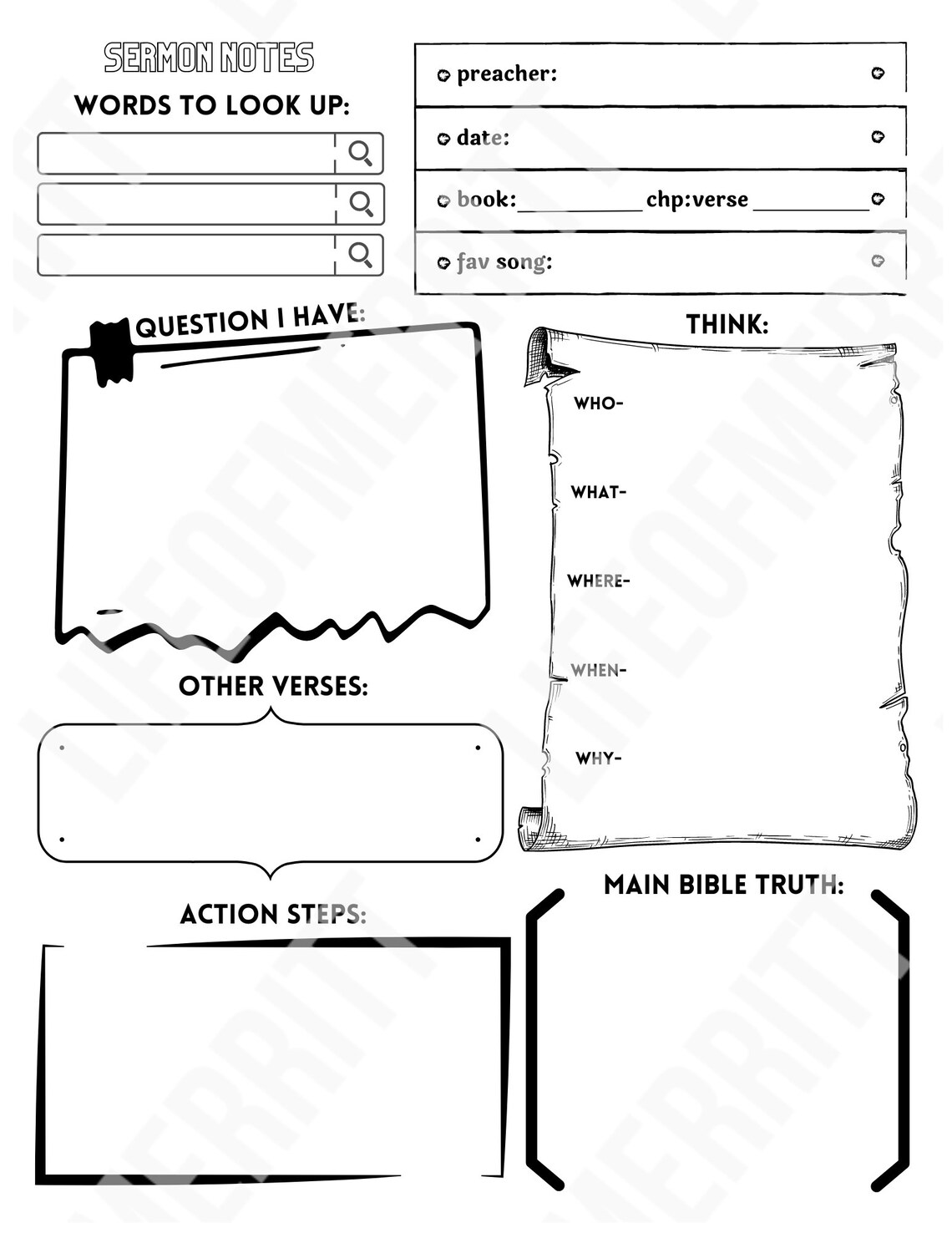Kids Sermon Notes , Sunday School, PDF, Digital Download Sermon Notes ...