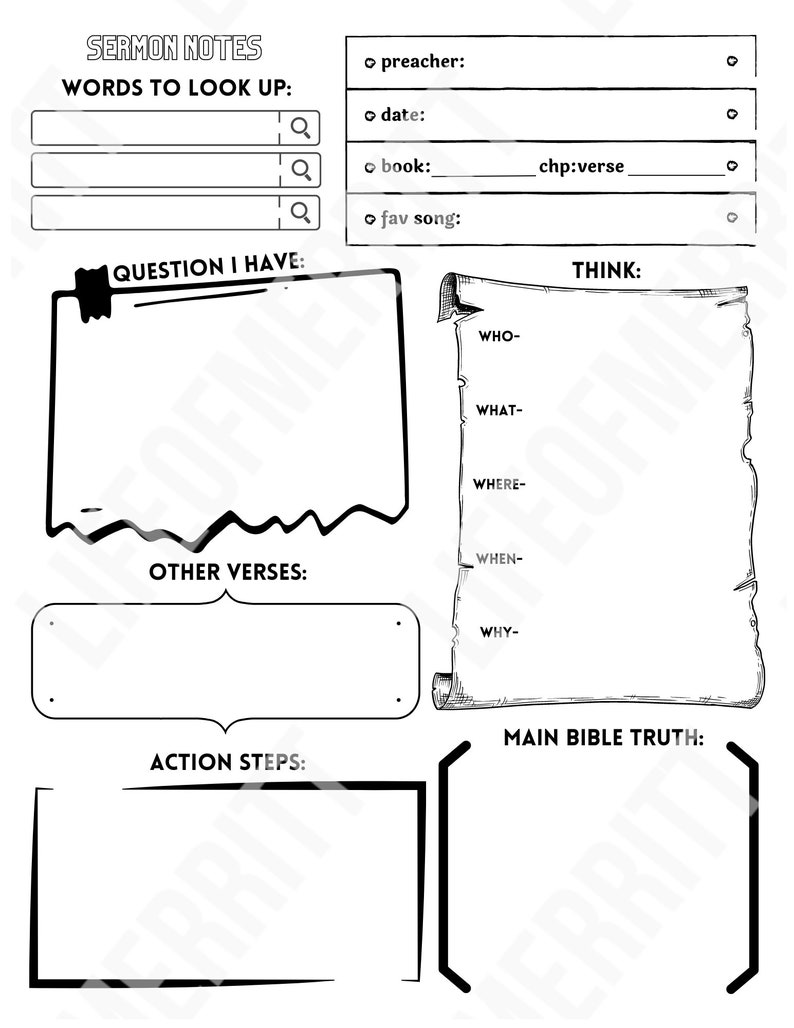 Kids Sermon Notes , Sunday School, PDF, Digital Download Sermon Notes ...