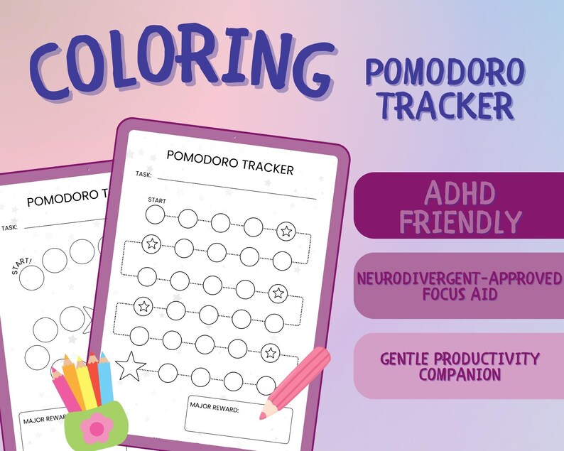 Digital Printable Pomodoro Tracker | Visual Productivity | Focus Study ...