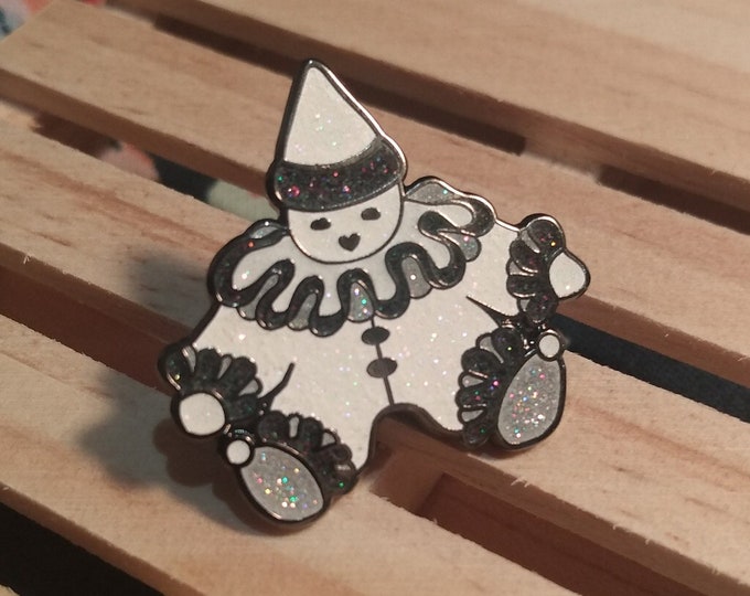 HOLO GLITTER Pierrot Clown Doll Hard Enamel Pin - Etsy