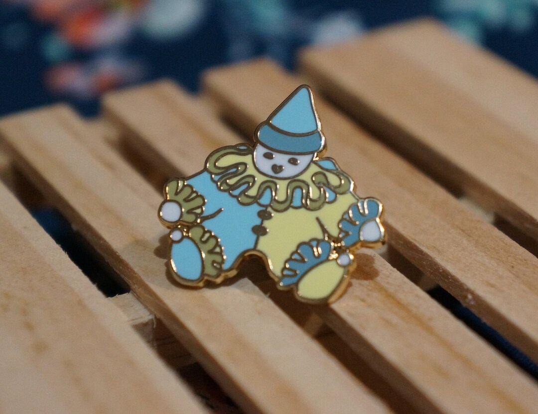 Blue and Yellow Pastel Pierrot Clown Doll Hard Enamel Pin - Etsy