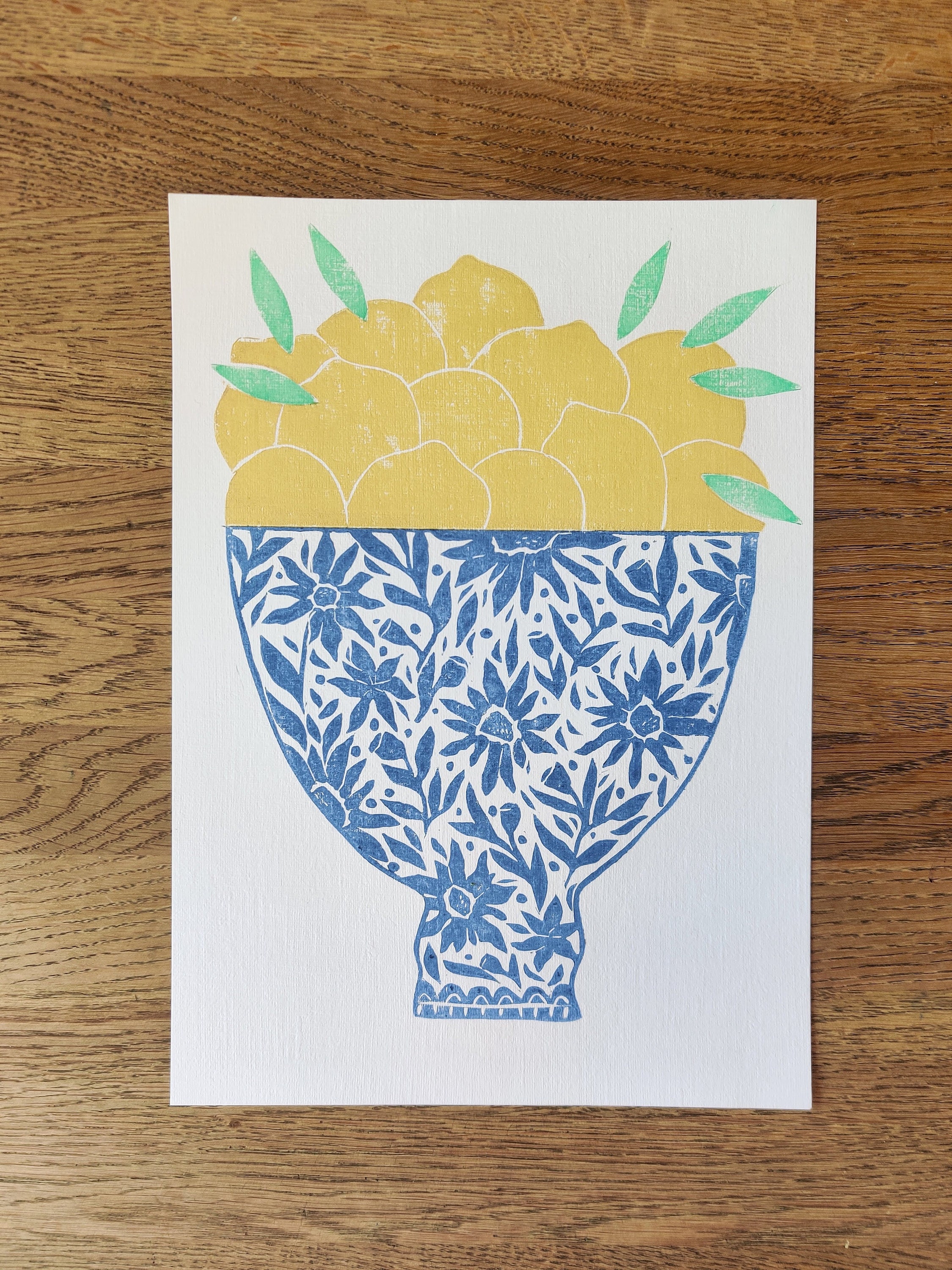 Wood & Linocut Prints Home Decor Handmade Lemons Lino Print Lemon Print ...