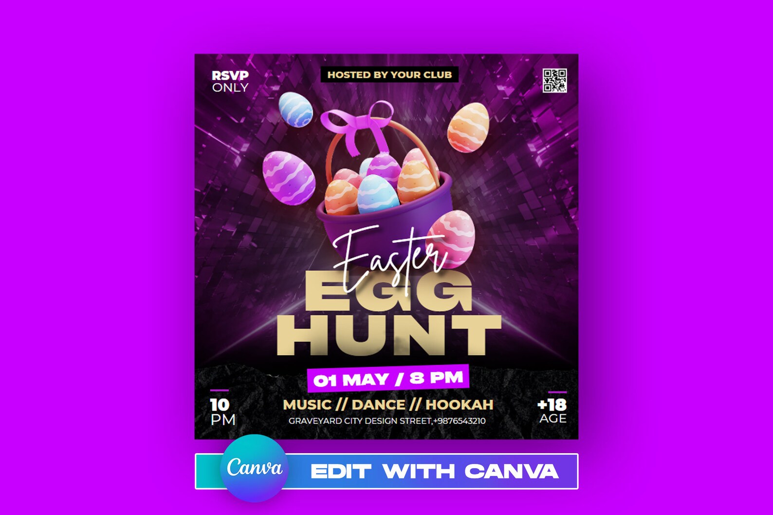 CANVA EDITABLE Easter Flyer, Egg, Egg Hunt Flyer, Celebration, Party ...