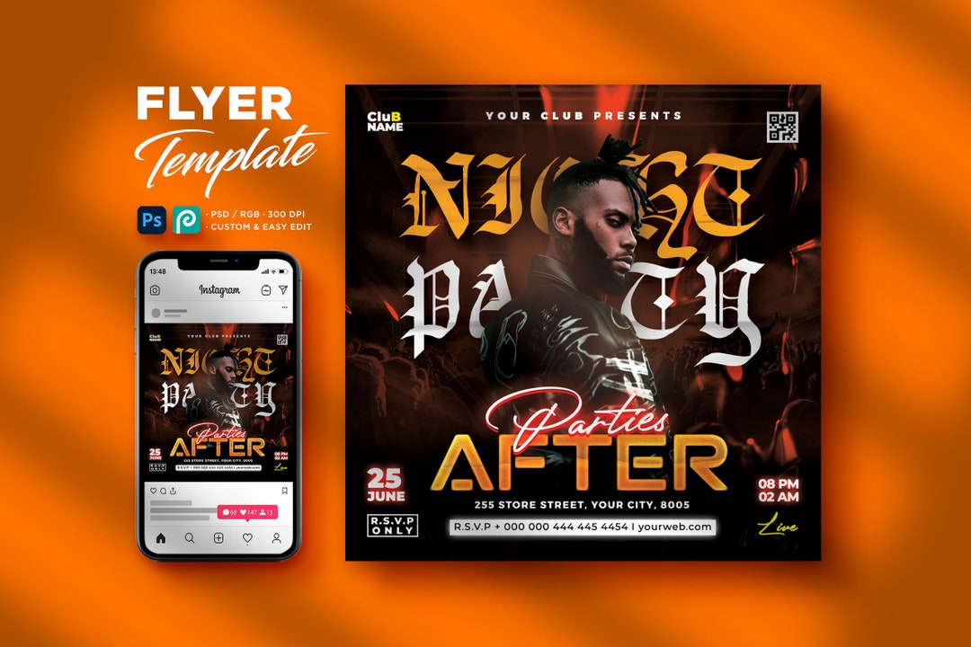 EDITABLE Club Flyer Template, Event Flyer, Night Party Invite Flyer ...