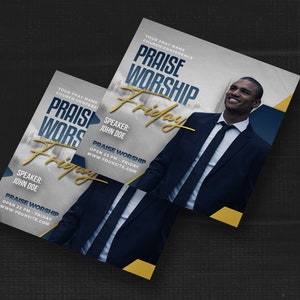 Church Flyer Praise & Worship, Editable PSD Template Worship Flyer ...