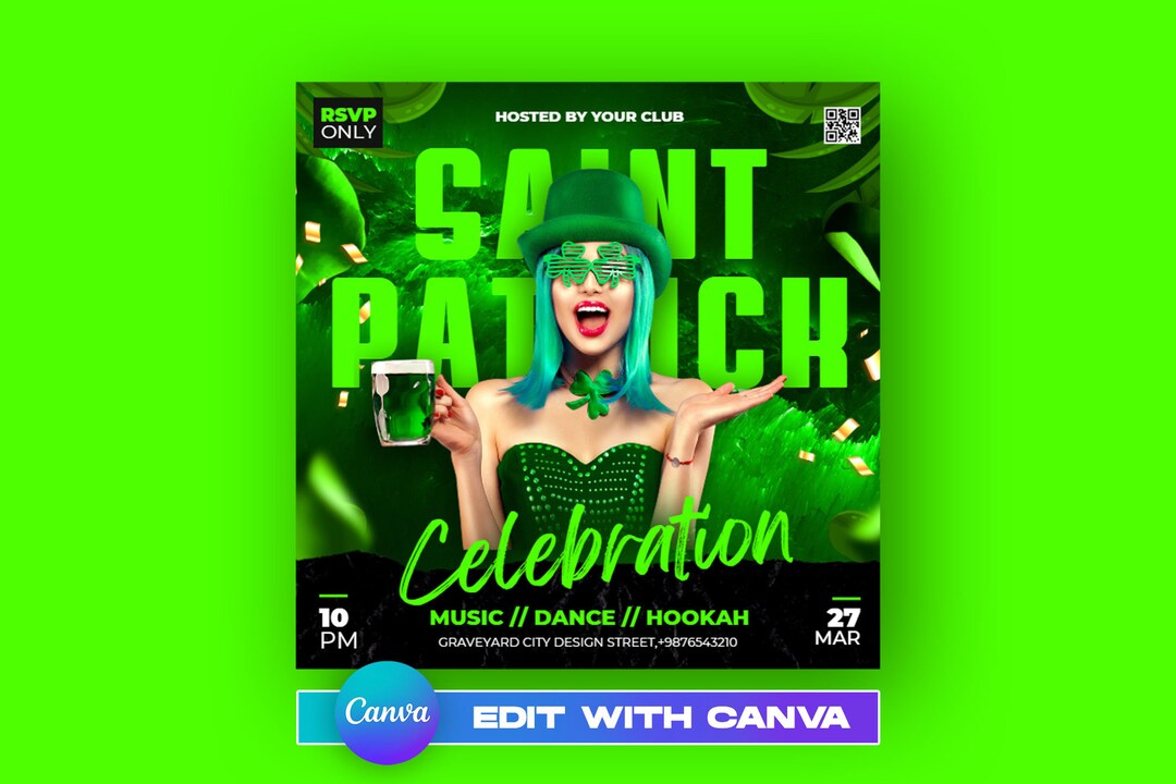 CANVA St Patrick's Day Flyer Template, St Patrick's Party Flyer ...