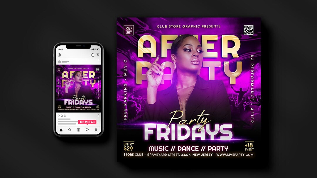 EDITABLE Club Flyer Template, Event Flyer, Night Party Invite Flyer ...