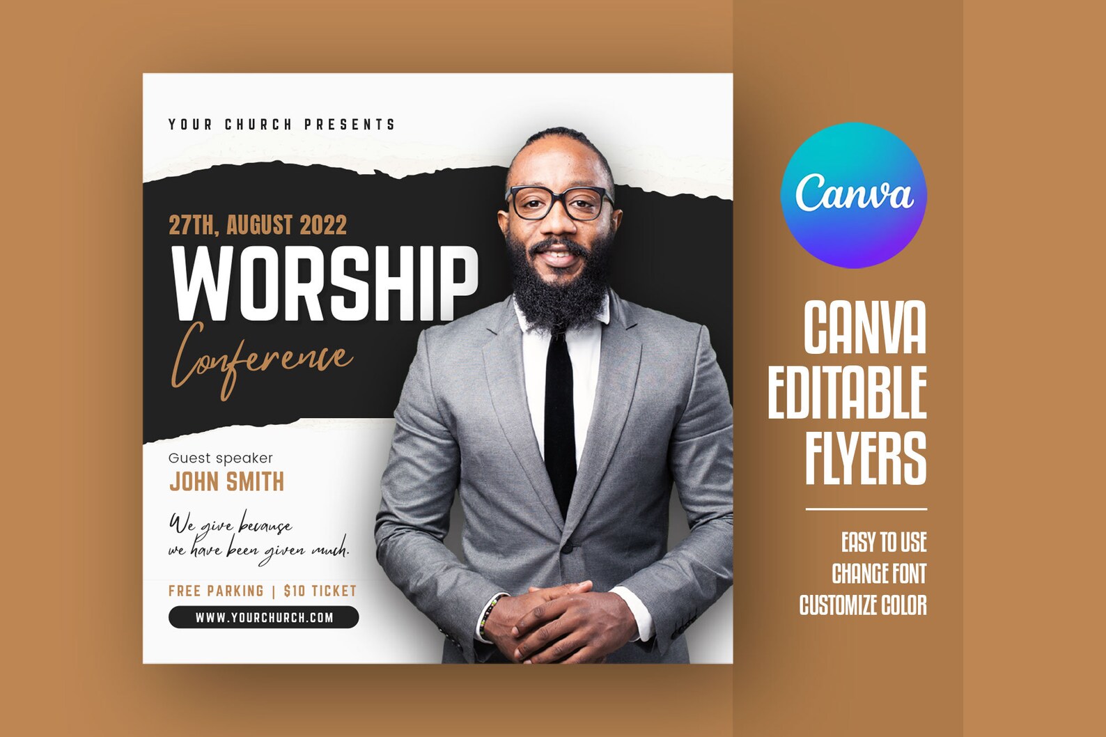 EDITABLE Canva Church Flyer Praise & Worship Worship Flyer - Etsy