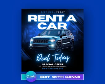 EDITABLE Car Rent Flyer, Editable Car Rental Service Design, DIY Auto ...