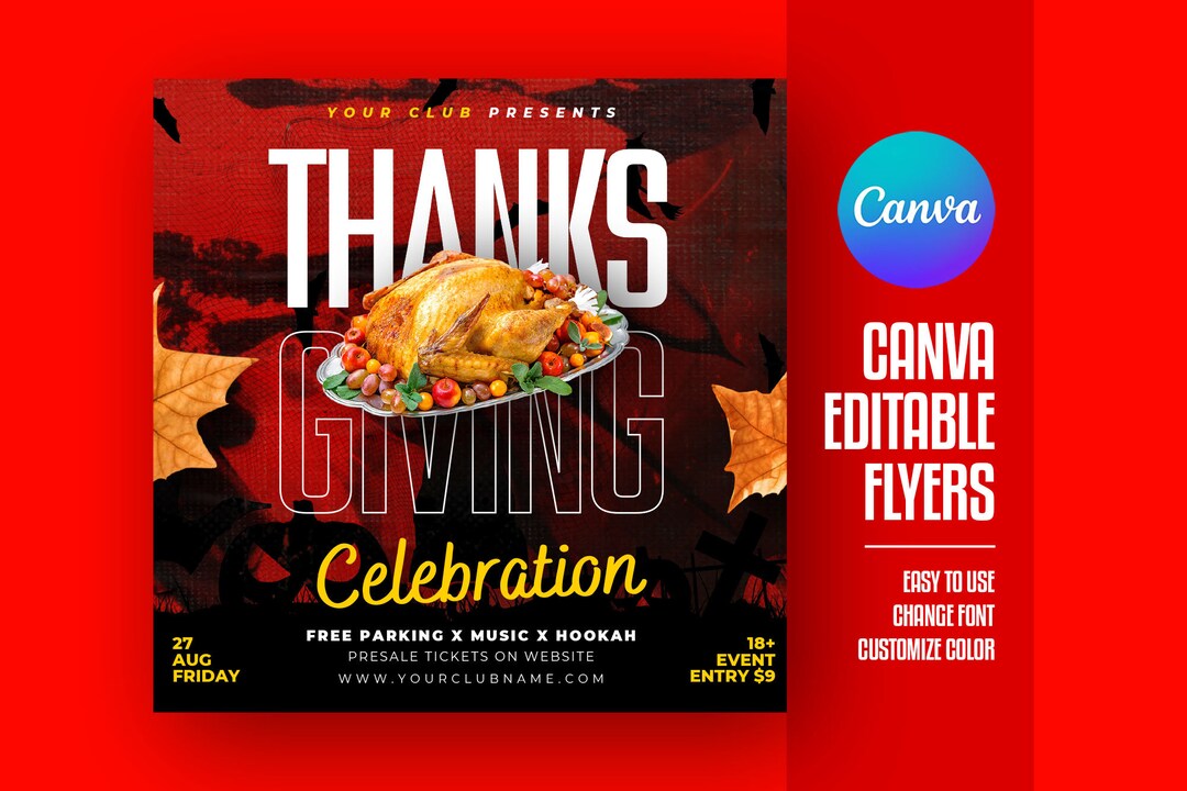 EDITABLE Canva Thanksgiving Flyer, Poster Template, Flyer Design ...
