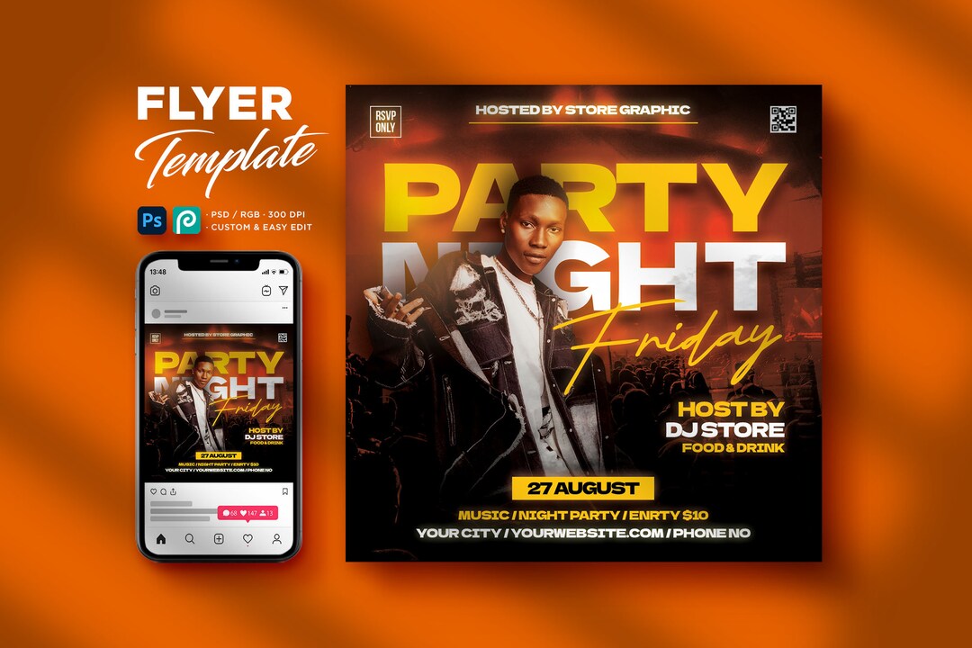 EDITABLE Club Flyer Template, Event Flyer, Night Party Invite Flyer ...