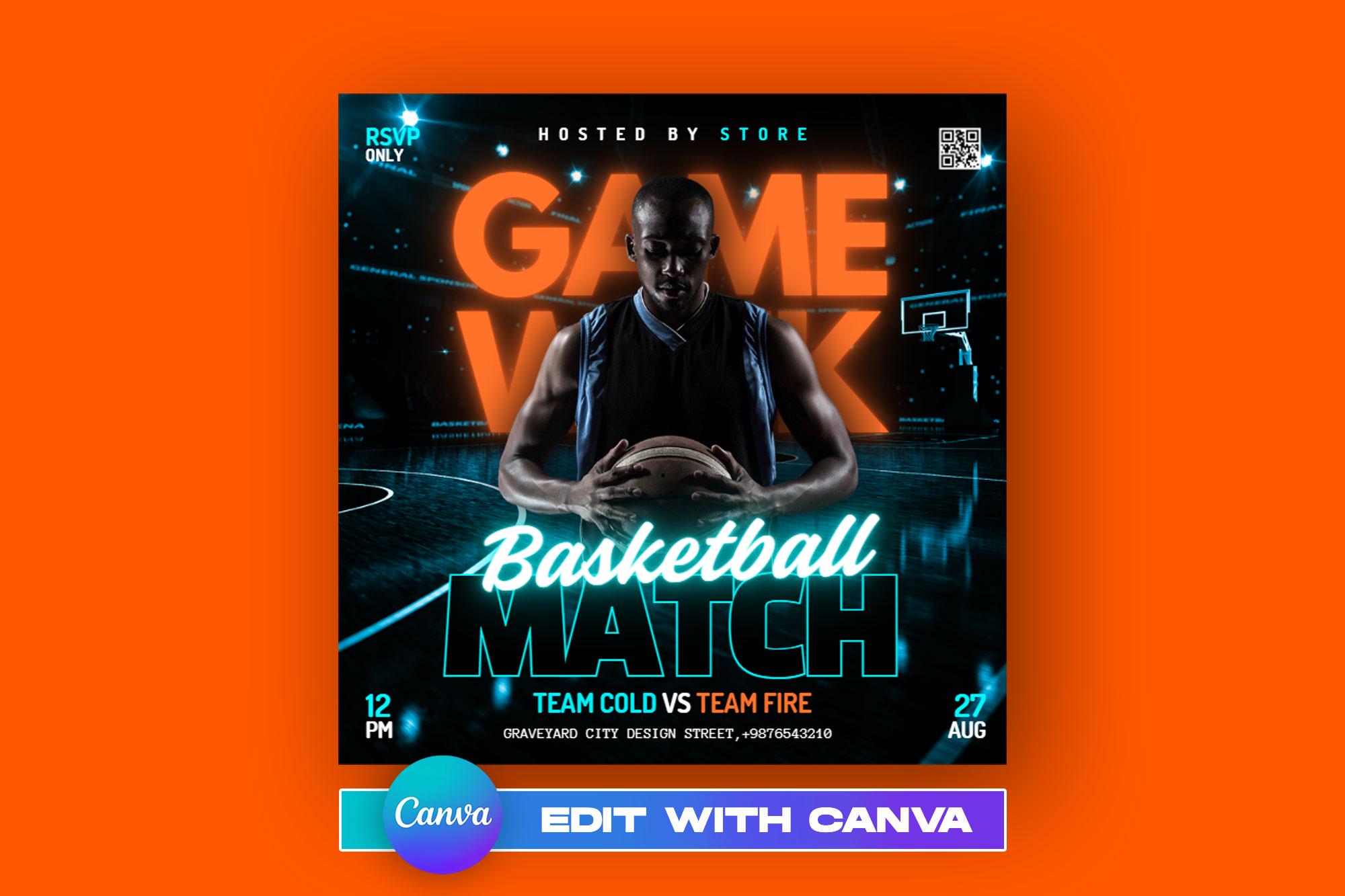 EDITABLE CANVA Basketball Template, Basketball Flyer, Sport Invite ...