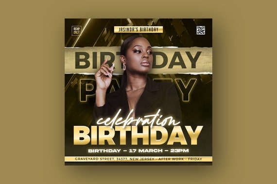 EDITABLE Birthday Flyer Template Event Flyer Night Party - Etsy