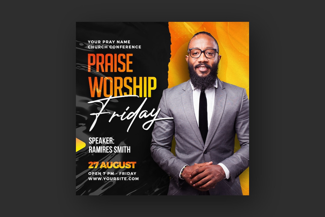 Church Flyer Praise & Worship, Editable Template Worship Flyer, Church ...