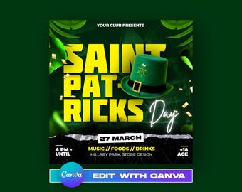 CANVA St Patrick's Day Flyer Template, St Patrick's Party Flyer ...