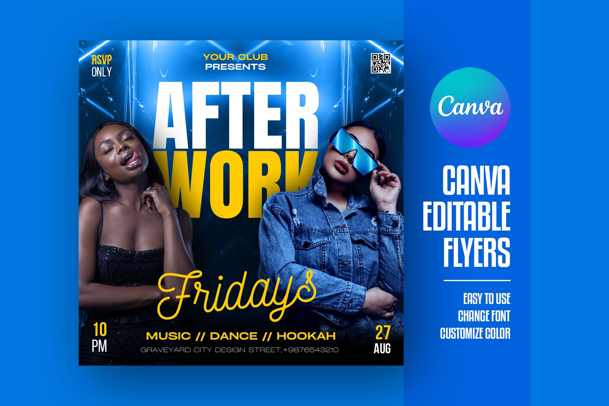 EDITABLE Canva DJ Flyer Template Night Club Party Flyer - Etsy