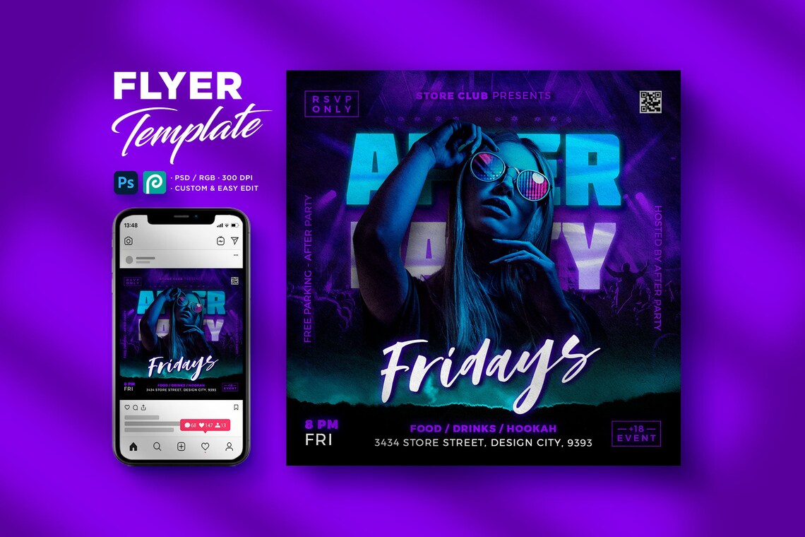 EDITABLE Club Flyer Template Event Flyer Night Party Invite - Etsy