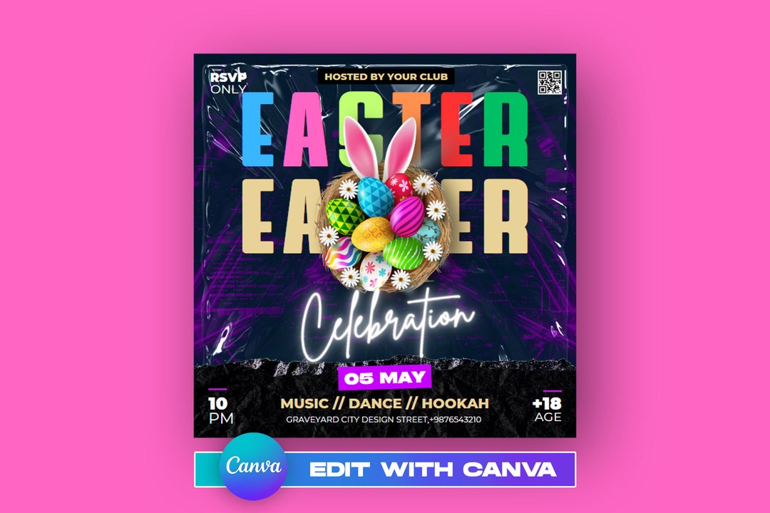 CANVA EDITABLE Easter Flyer, Egg, Egg Hunt Flyer, Celebration, Party ...