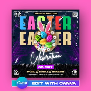 CANVA EDITABLE Easter Flyer, Egg, Egg Hunt Flyer, Celebration, Party ...