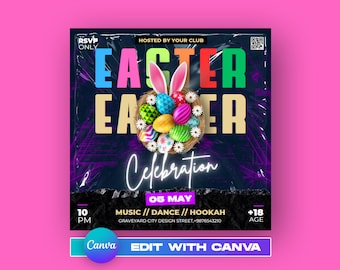 CANVA EDITABLE Easter Flyer, Egg, Egg Hunt Flyer, Celebration, Party ...