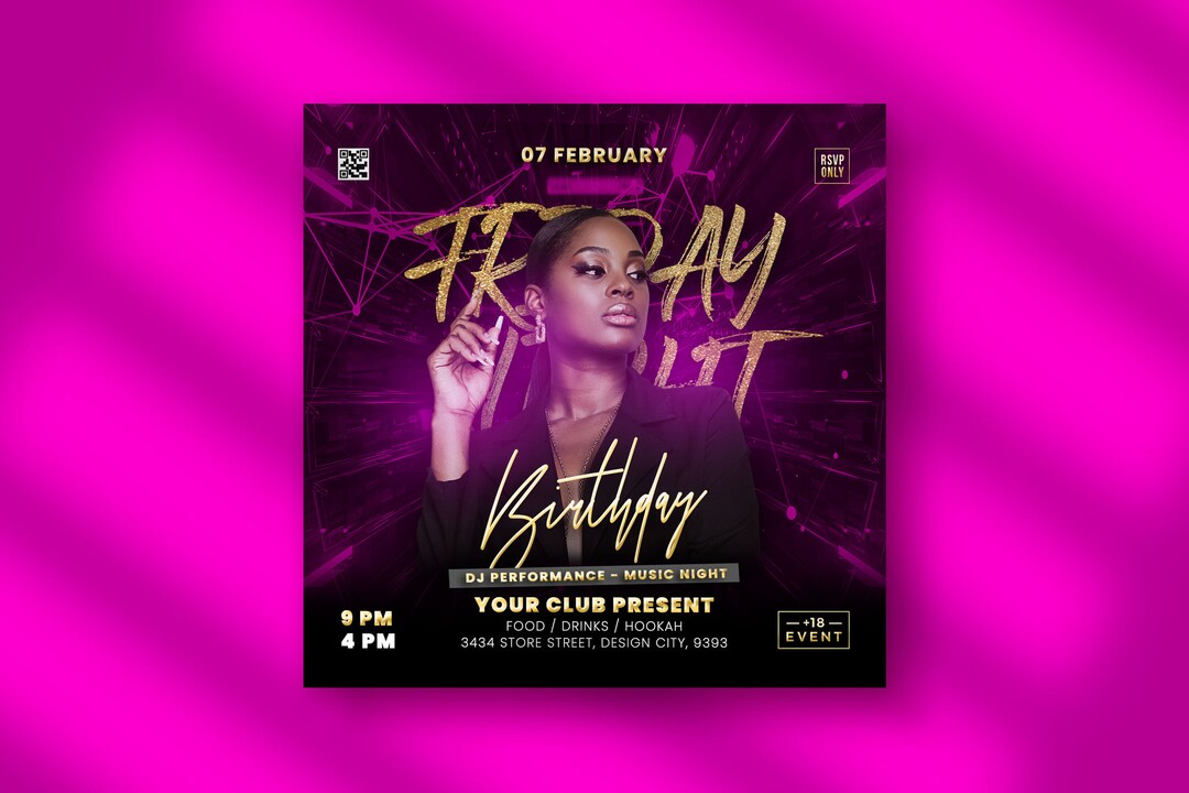 EDITABLE Birthday Flyer Template Event Flyer Night Party - Etsy