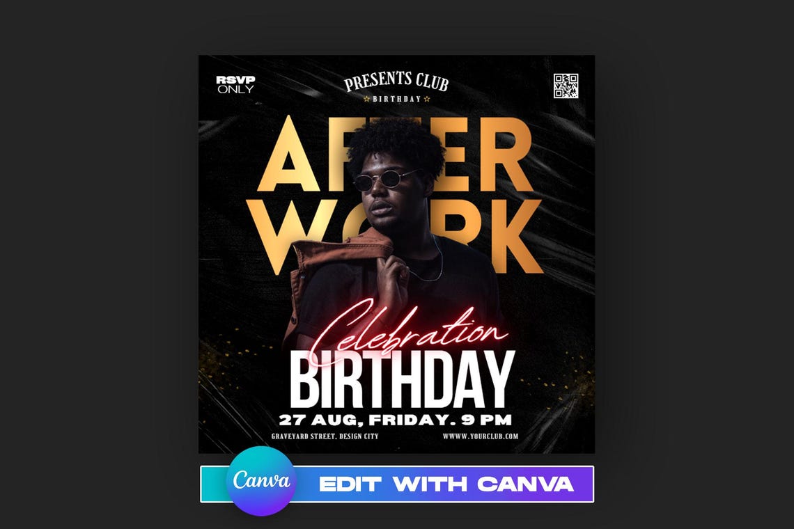 EDITABLE Birthday Flyer Template, Event Flyer, Night Party Flyer ...