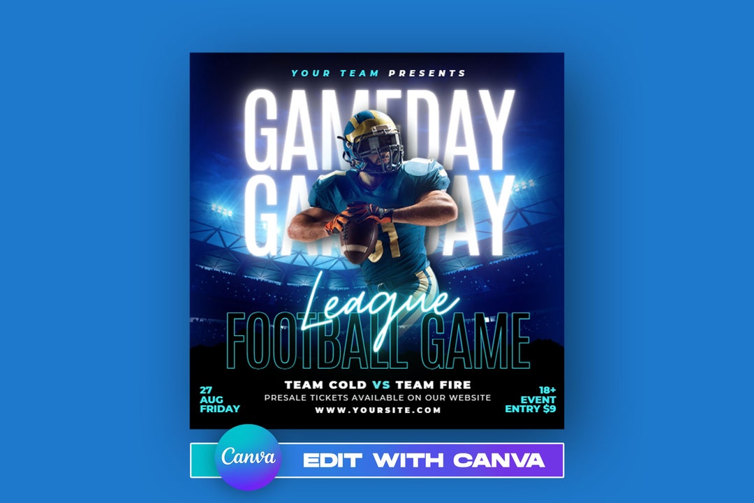 EDITABLE CANVA Football Template, Soccer Flyer, Sport Invite Flyer ...