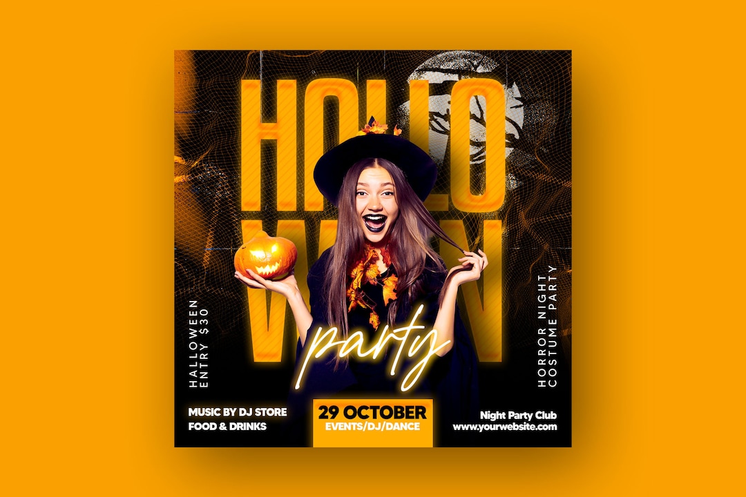 EDITABLE Halloween Flyer Halloween Night Party Halloween - Etsy