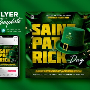St Patrick's Day Party Flyer Template: Social Media (photoshop) - Etsy