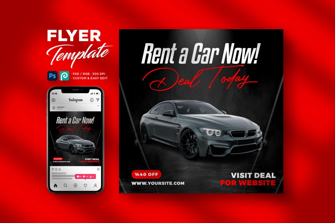 EDITABLE Car Rent Flyer, Editable Car Rental Service Design, DIY Auto ...