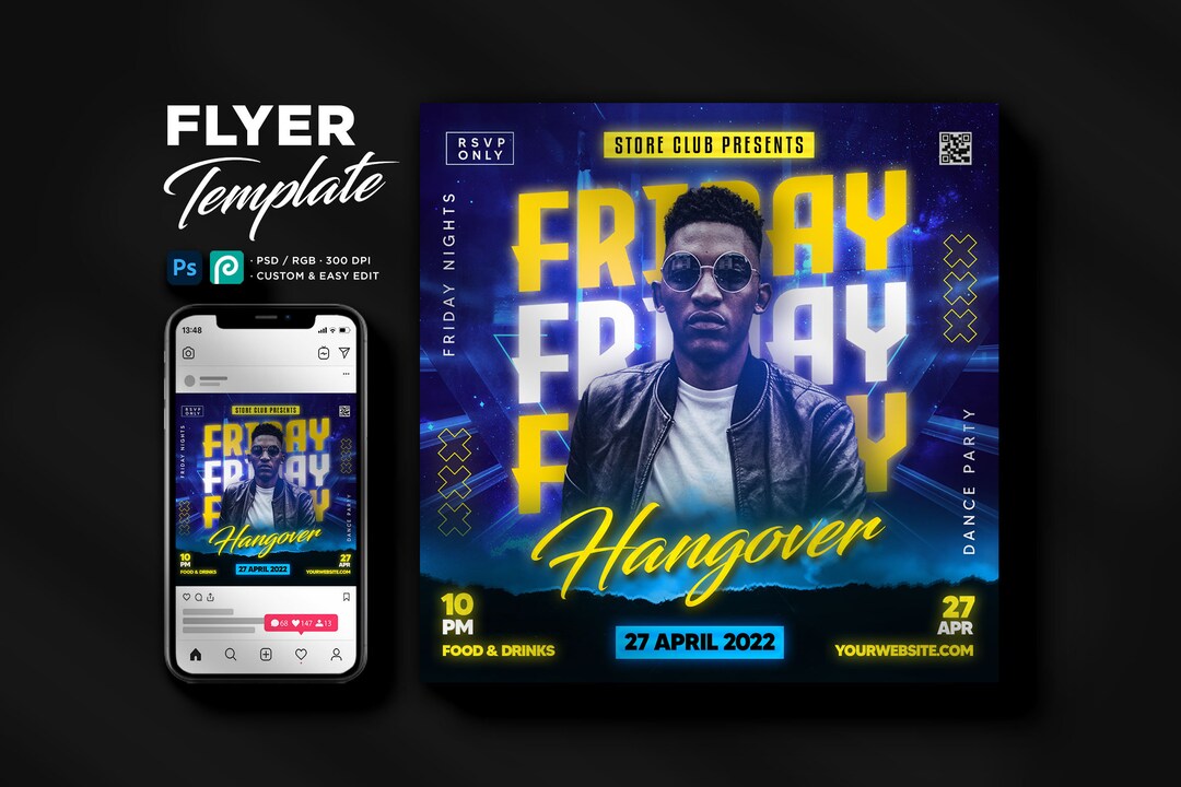 EDITABLE Club Flyer Template, Event Flyer, Night Party Invite Flyer ...