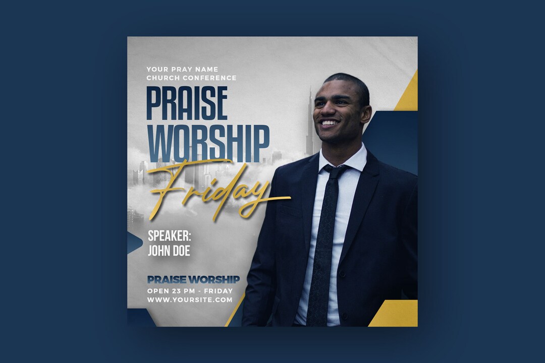 Church Flyer Praise & Worship, Editable PSD Template Worship Flyer ...