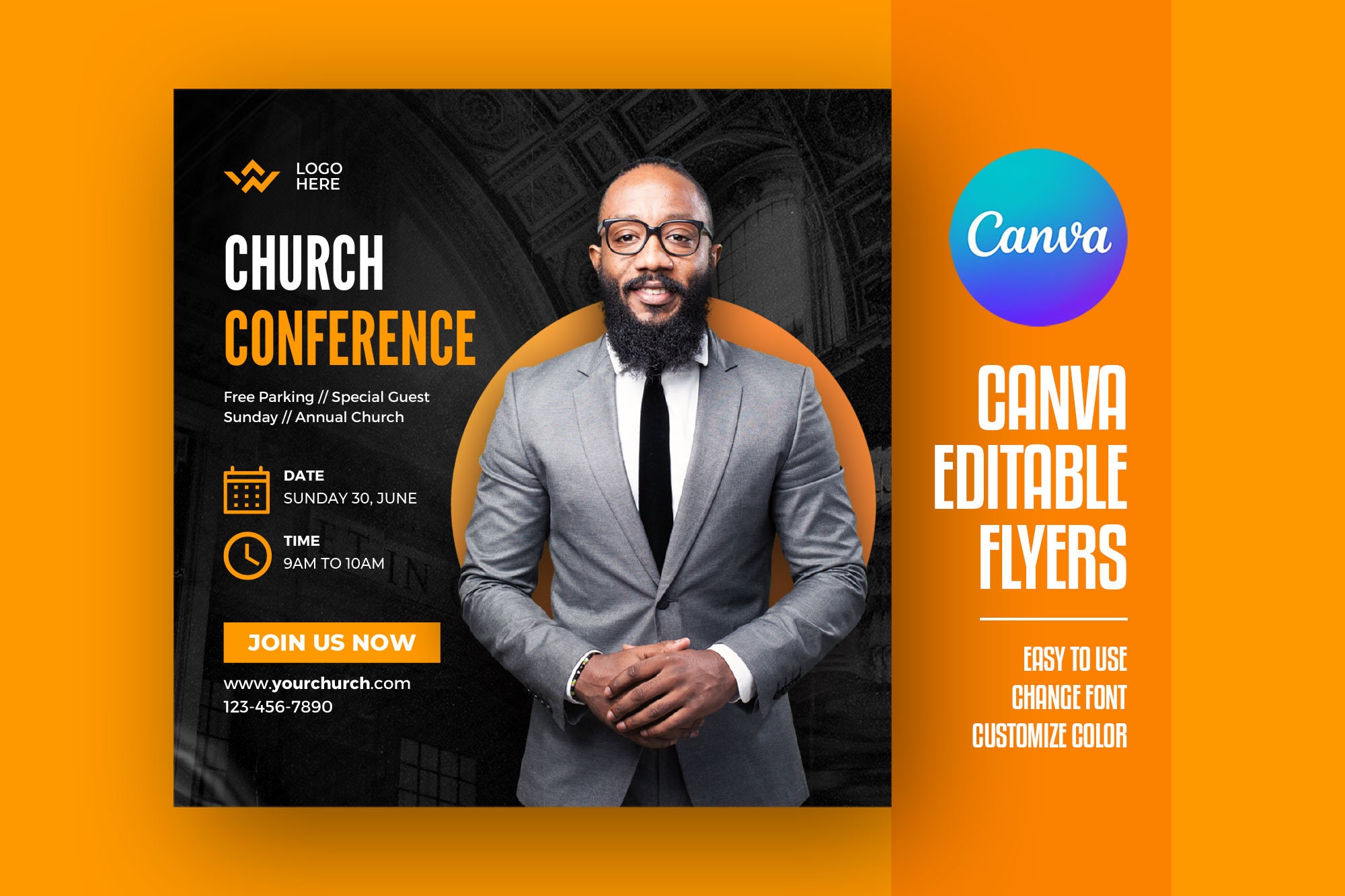 EDITABLE Canva Church Flyer, Conference Flyer, DIY Church Service Flyer ...