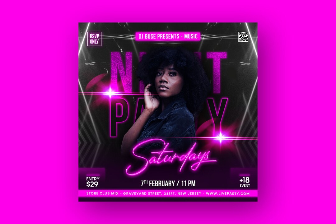 Event Flyer, DIY Flyer Template Design, Night Club Flyer, Saturday ...