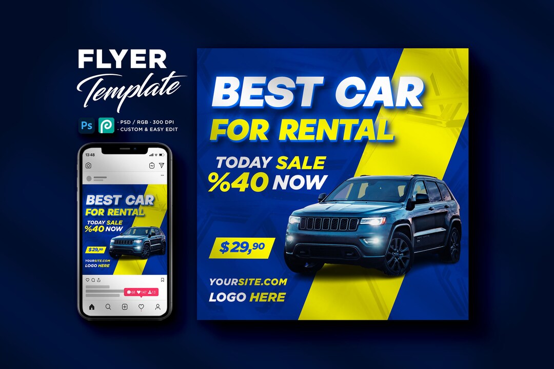 EDITABLE Car Rent Flyer, Editable Car Rental Service Design, DIY Auto ...