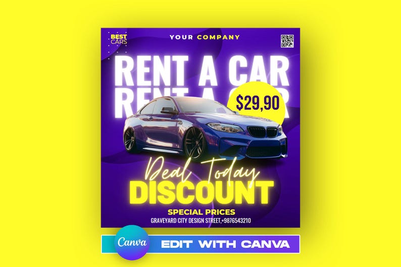 EDITABLE Car Rent Flyer, Editable Car Rental Service Design, DIY Auto ...