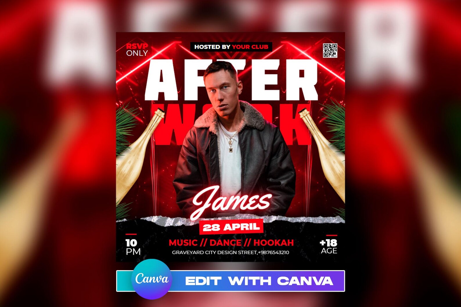 CANVA EDITABLE Flyer, Night Party Flyer, Luxury Night, Glowing, After ...