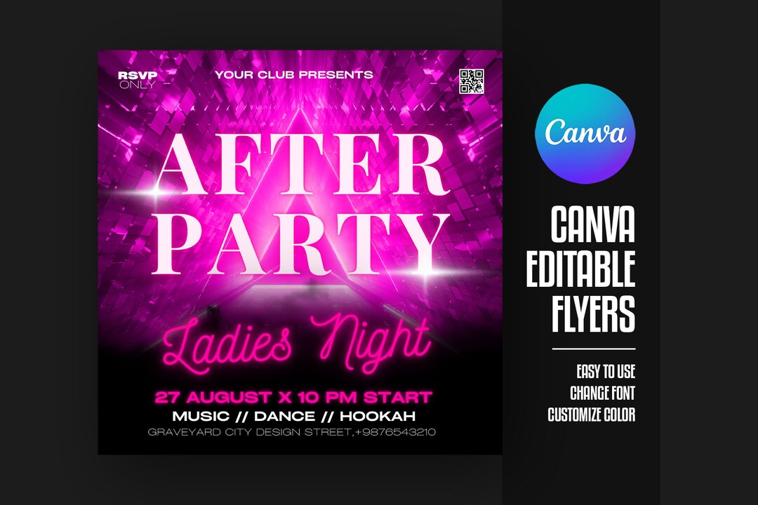 Club Party Flyer Template for Canva DIY Event Flyer Party - Etsy