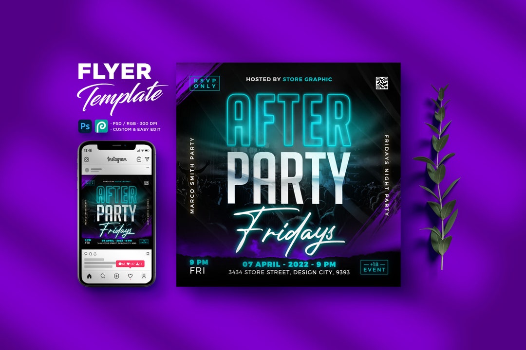 EDITABLE Club Flyer Template, Event Flyer, Night Party Invite Flyer ...