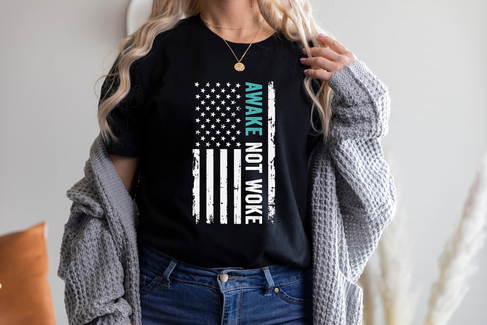 Awake Not Woke T-shirt American Flag Shirt Conservative - Etsy